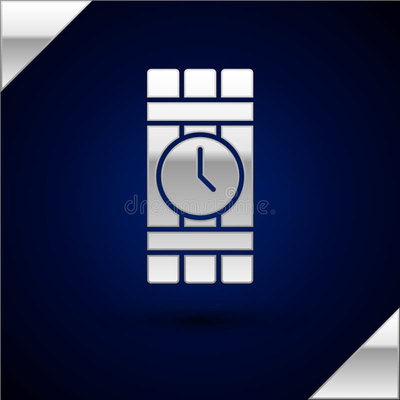 Silver Detonate Dynamite Bomb Stick and Timer Clock Icon Isolated on ...