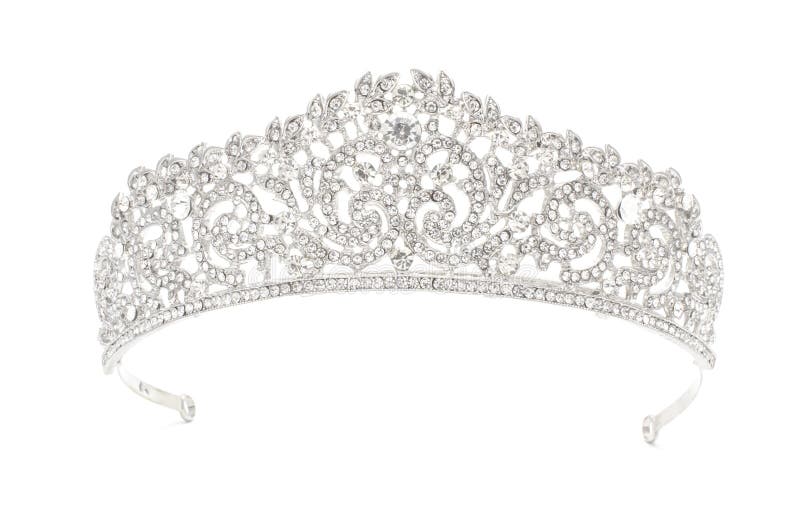 Silver Diadem with Diamonds Isolated on White Stock Photo - Image of ...