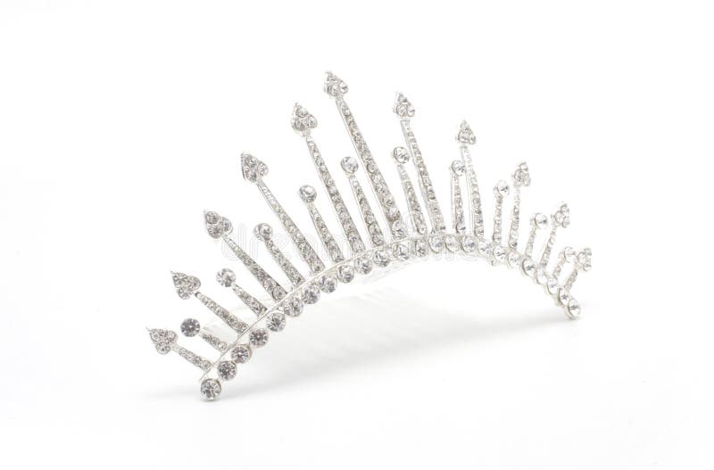 Silver Diadem with Diamonds Isolated on White Stock Image - Image of ...