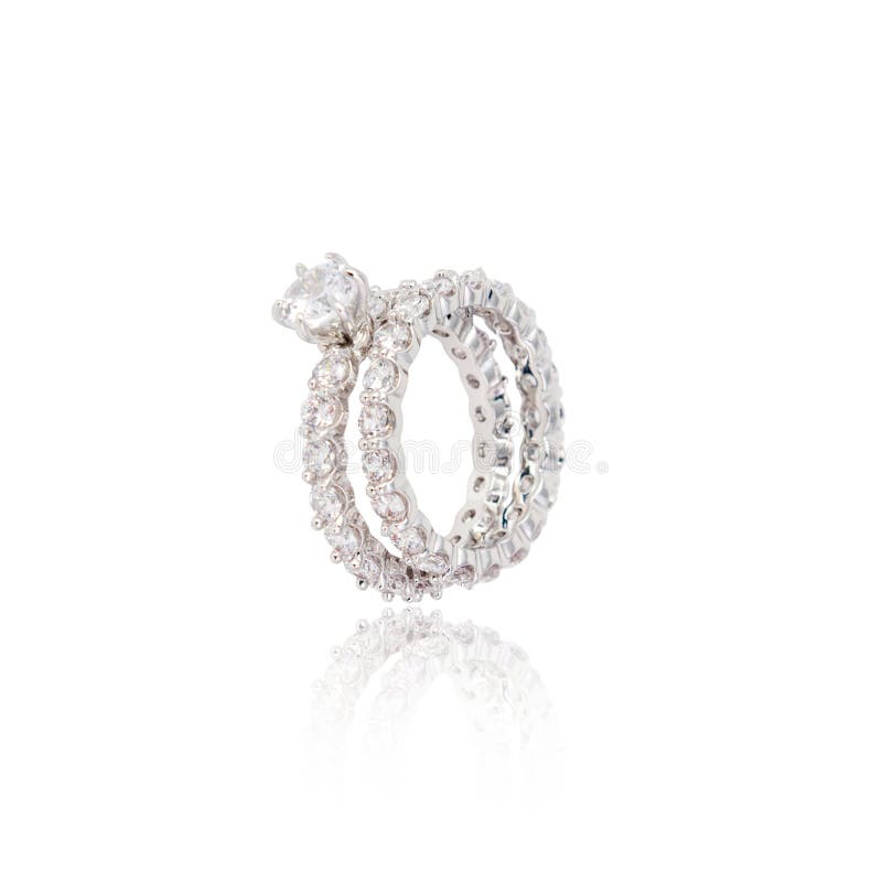 Silver Diamond Ring on White Stock Photo - Image of jewelry, diamond ...