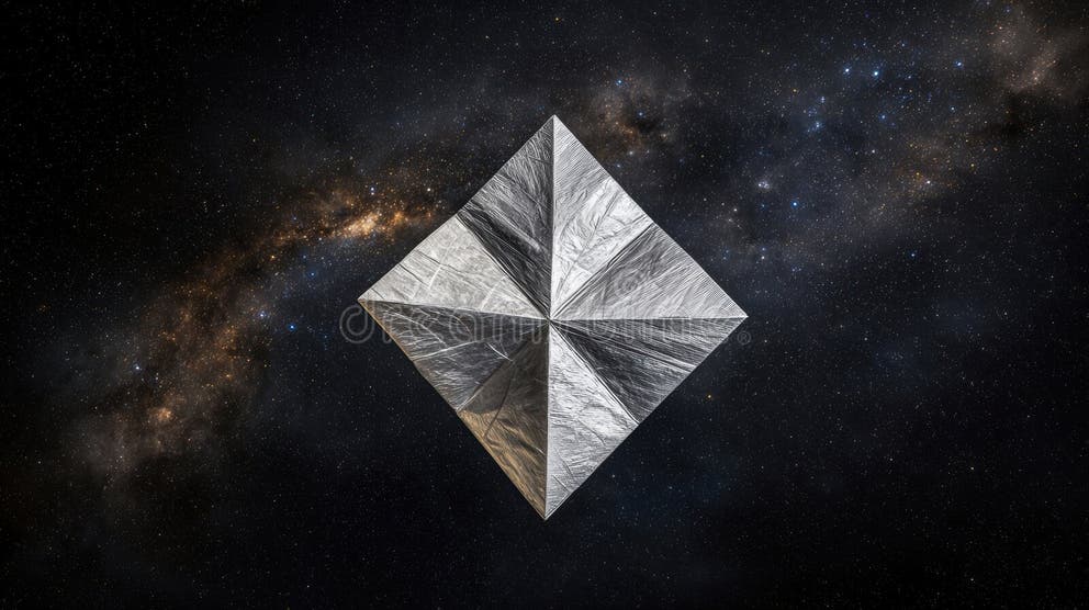 A Silver Diamond-shaped Object Floats in Space. Stock Image - Image of ...