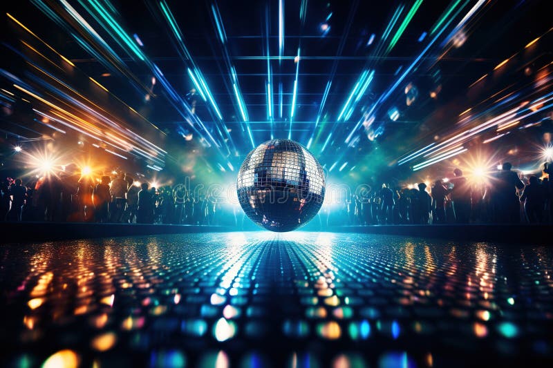 Silver Disco Ball with Colored Lights. Club Party Stock Illustration ...