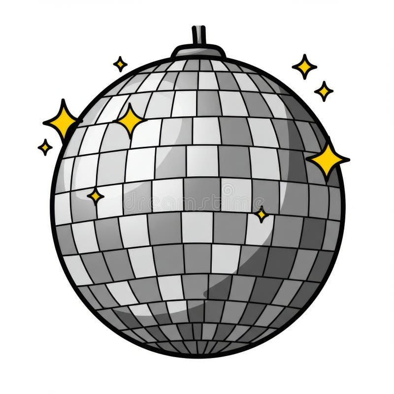 Silver Disco Ball with Yellow Sparkles Stock Illustration ...