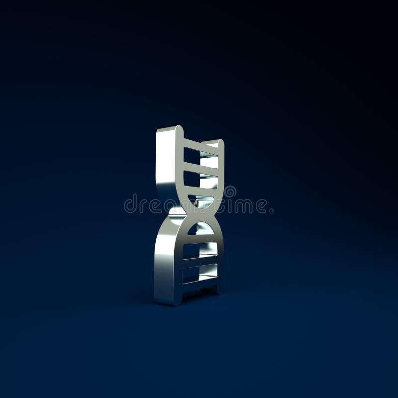Silver DNA Symbol Icon Isolated on Blue Background. Minimalism Concept ...