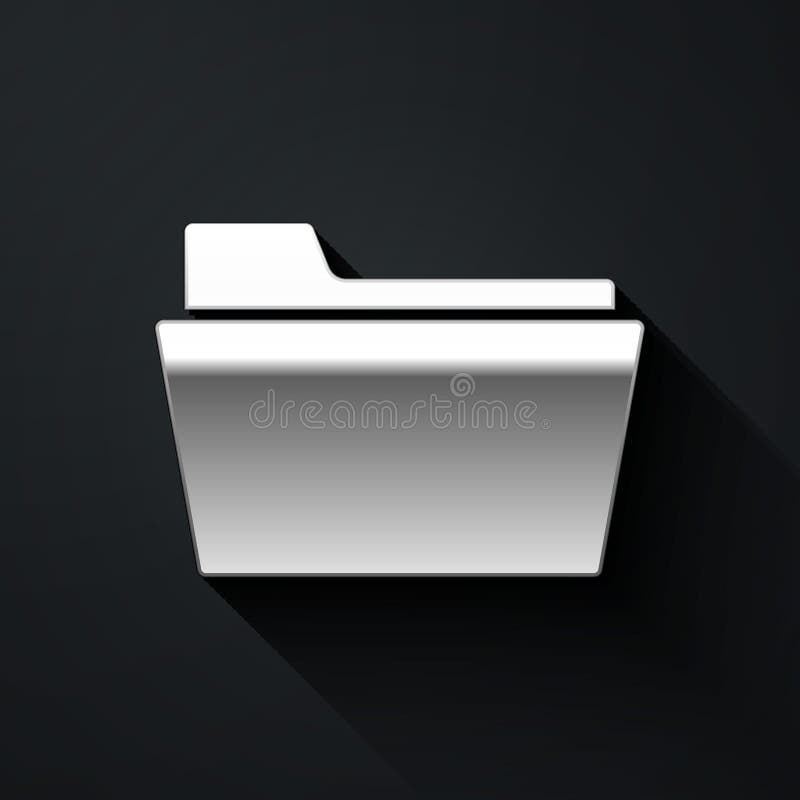 Silver Document Folder Icon Isolated on Black Background. Accounting ...