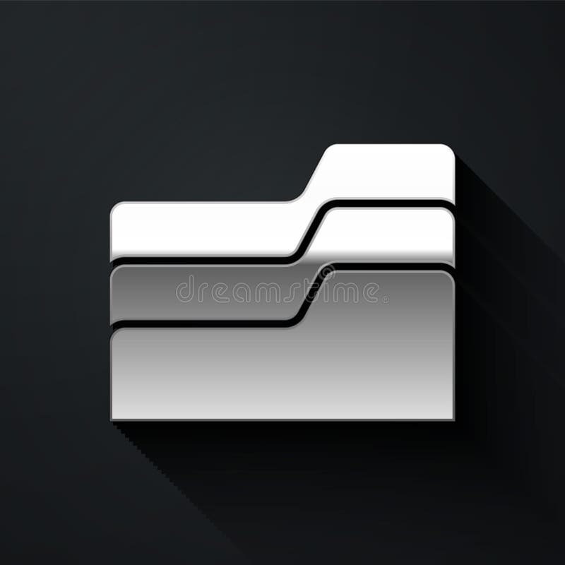 Silver Document Folder Icon Isolated on Black Background. Accounting ...