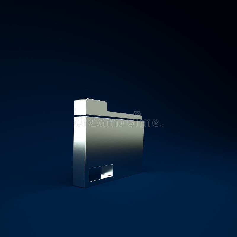 Silver Document Folder Icon Isolated on Blue Background. Accounting ...