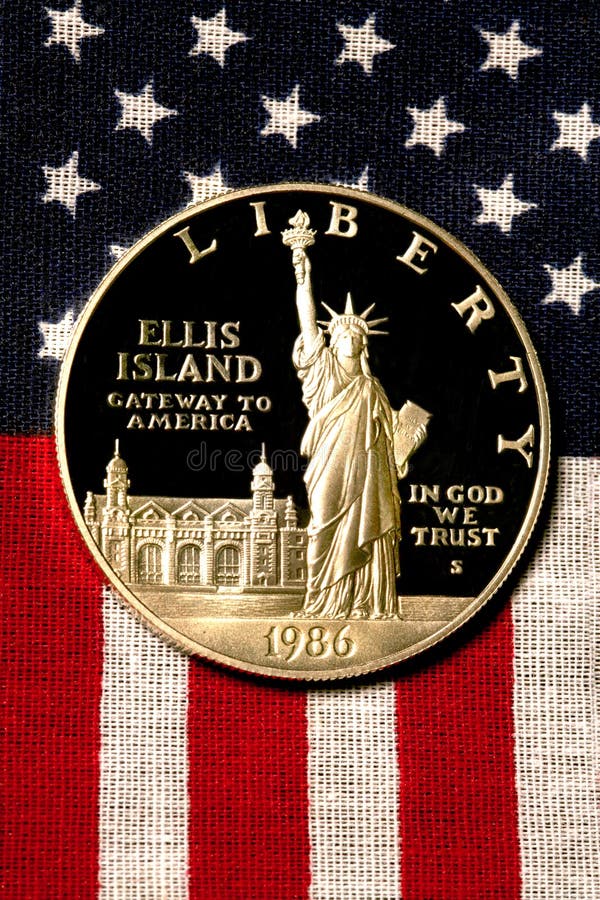 Silver Dollar on American Flag Stock Image - Image of patriotic ...