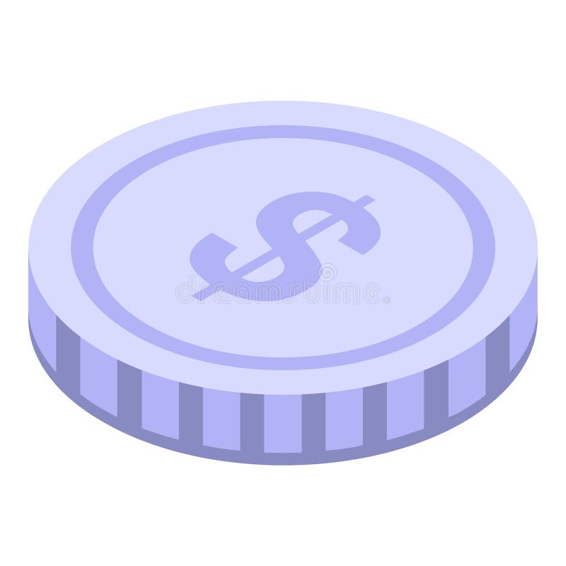 Silver Dollar Coin Icon, Isometric Style Stock Vector - Illustration of ...