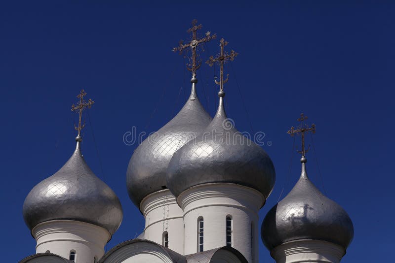 Silver Domes Against Bright Sky Stock Photo - Image of christianity ...