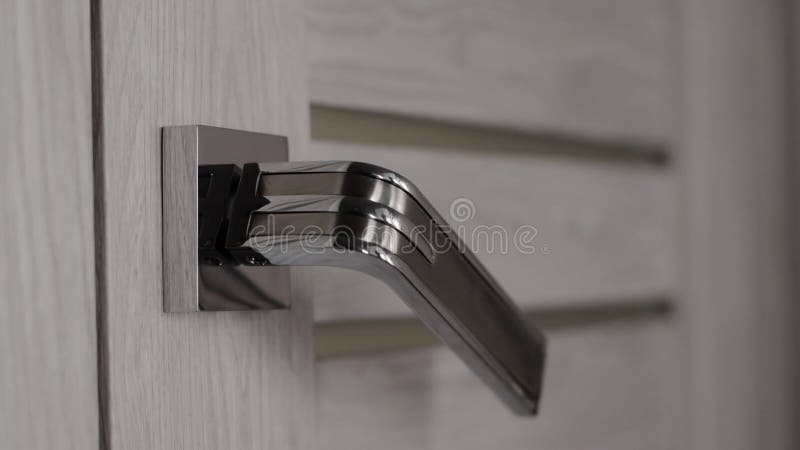 The Silver Door Handle is Pressed by Itself. the Man Inside Presses the ...