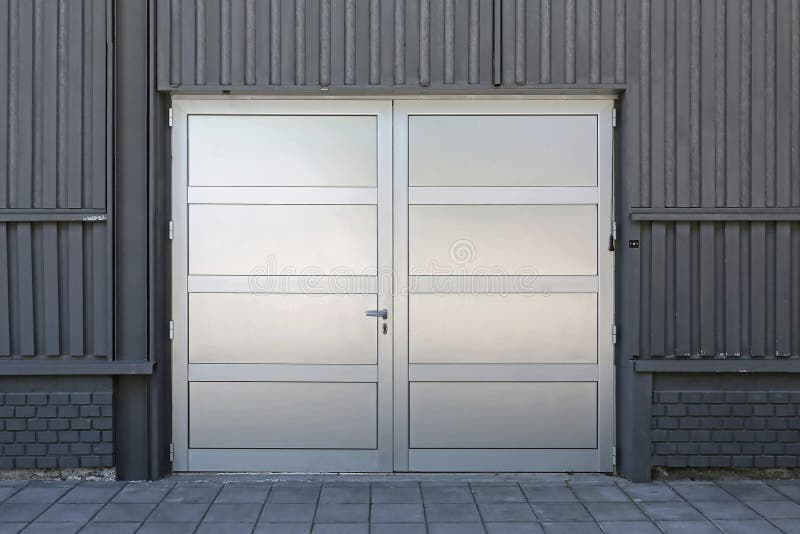 Silver door stock photo. Image of metal, entrance, doors - 25708026