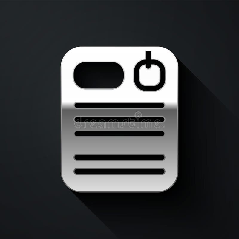 Silver Dossier Folder Icon Isolated on Black Background. Long Shadow ...