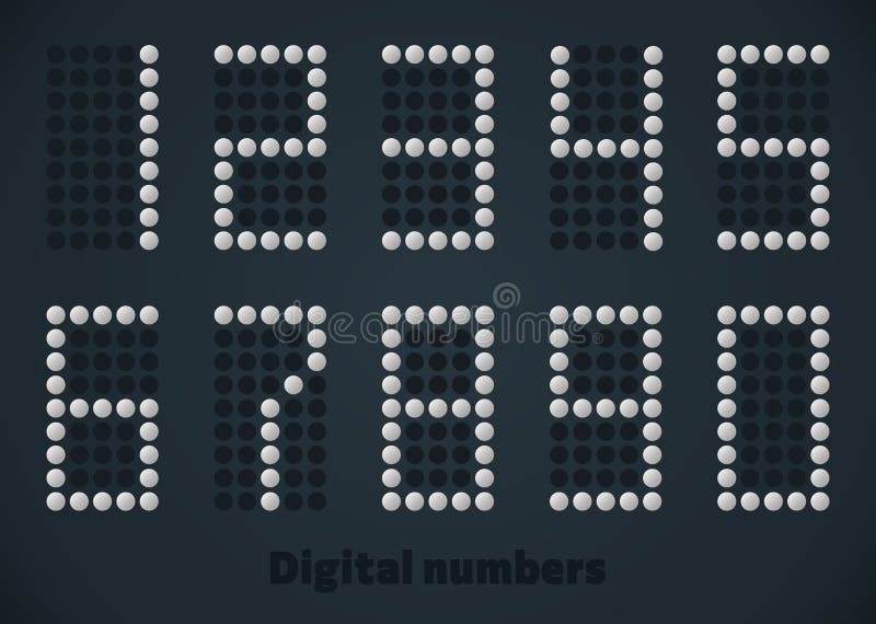 Silver Dotted Numbers, Vector Digital Picture for Monitor, Display, Web ...