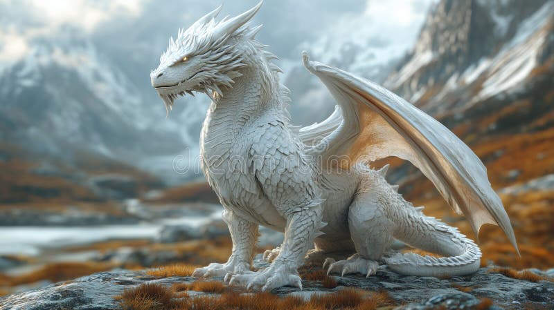 Silver dragon stock image. Image of mythical, mountain - 362795699