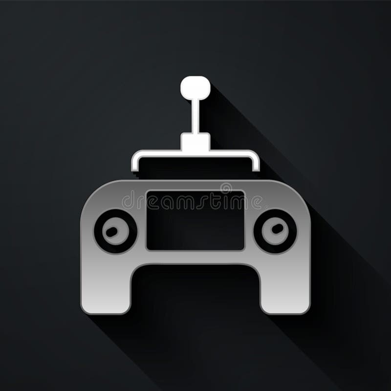 Silver Drone Radio Remote Control Transmitter Icon Isolated on Black ...