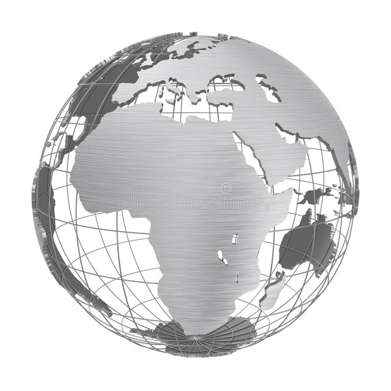 Silver Earth Planet 3D Globe Isolated Stock Image - Illustration of ...