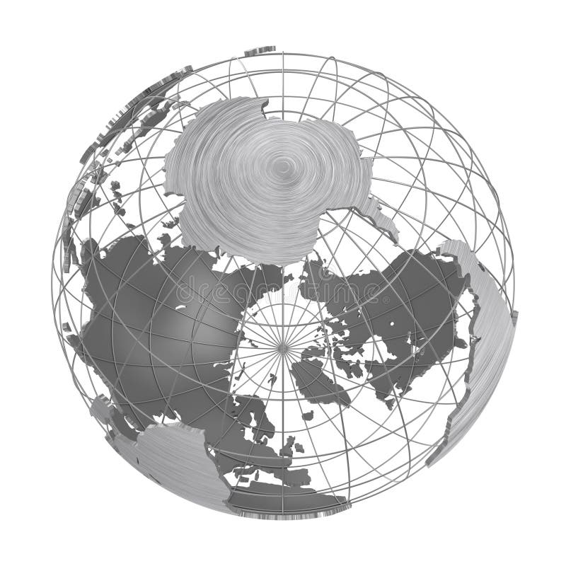 Silver Earth Planet 3D Globe Isolated Stock Photo - Illustration of ...