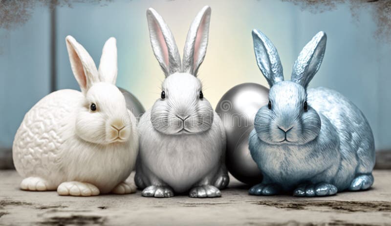 Silver Easter Cute Rabbit Egg Symbol. Bunny Colorful Generated AI Stock ...
