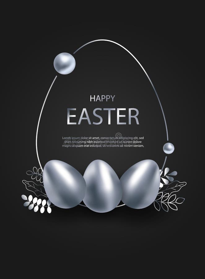 Silver Easter Egg with Decorative Elements Illustration. Happy Easter ...