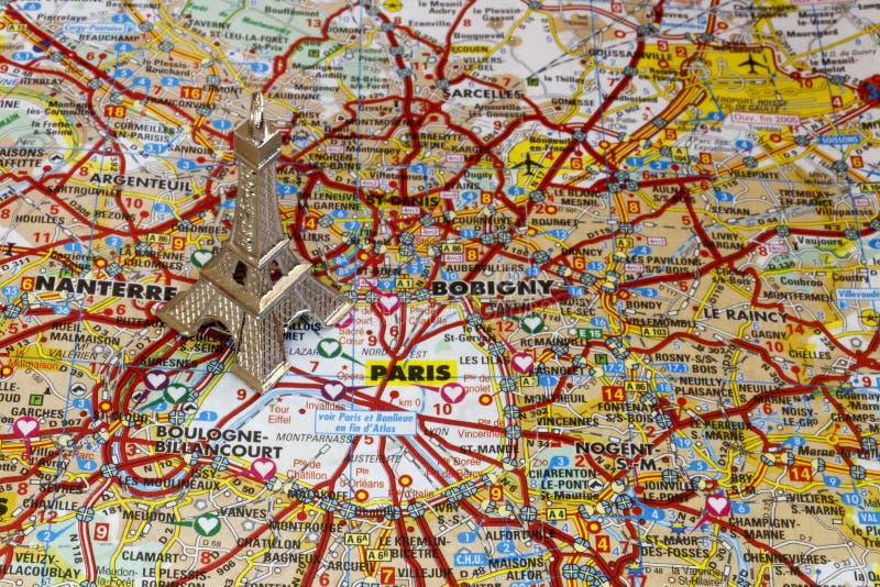 Silver Eiffel Tower On Paris Map Stock Photo - Image of french ... Silver Eiffel Tower On Paris Map Stock Photo - Image of french ...