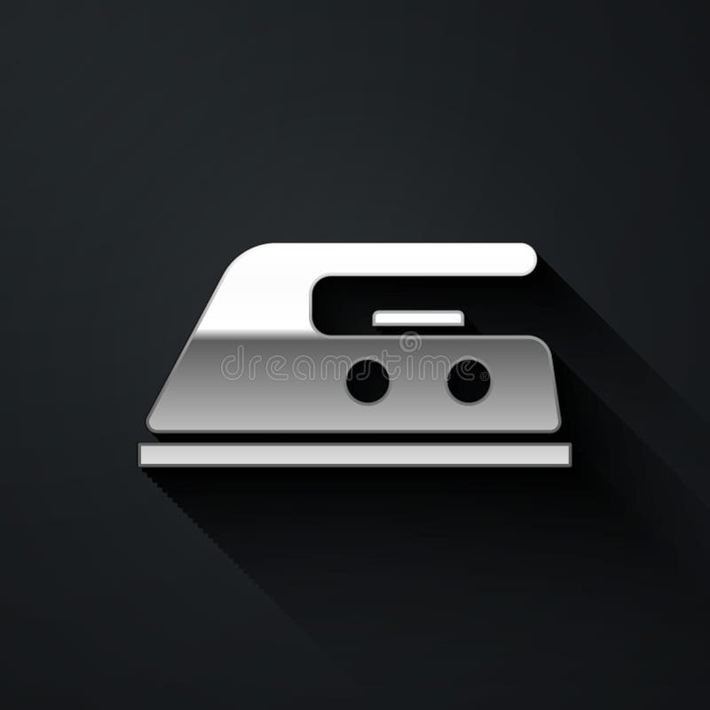 Silver Electric Iron Icon Isolated on Black Background. Steam Iron ...