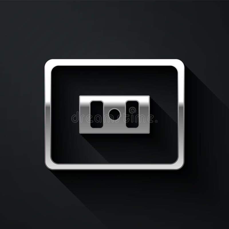 Silver Electrical Outlet Icon Isolated on Black Background. Power ...