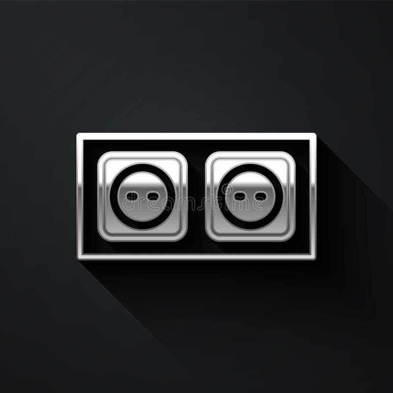 Silver Electrical Transformer Icon Isolated on Black Background. Long ...