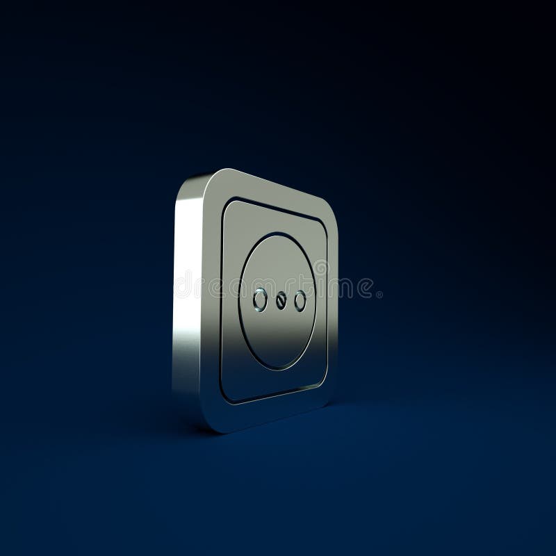 Silver Electrical Outlet Icon Isolated on Blue Background. Power Socket ...