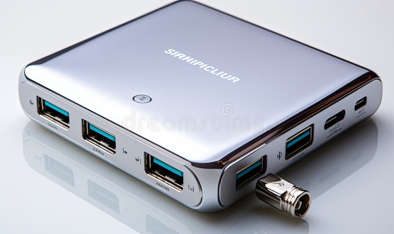 Silver Electronic Device on Table Stock Photo - Image of table, digital ...