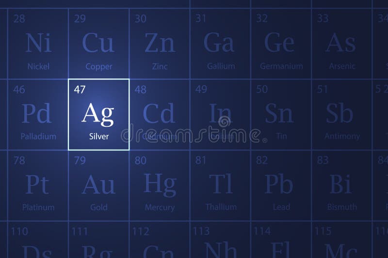 Silver Element Glowing in a Dark Periodic Table Stock Illustration ...