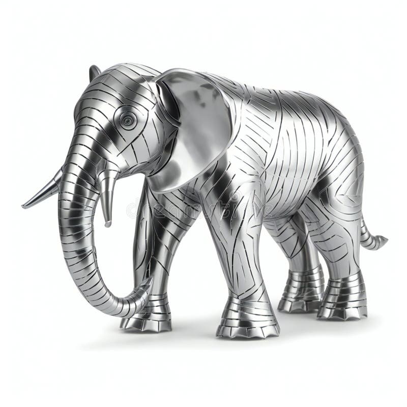 Silver Elephant Isolated on a White Background Stock Illustration ...