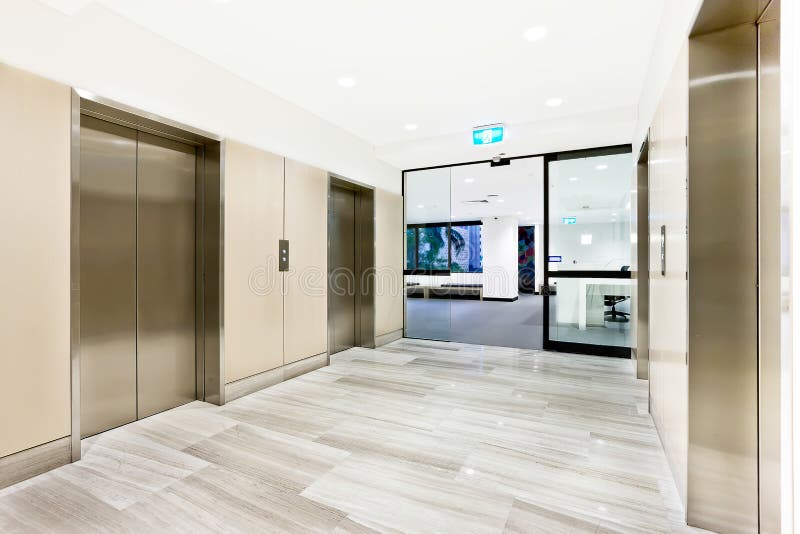 Silver Elevator in a Building with Open Door Stock Image - Image of ...