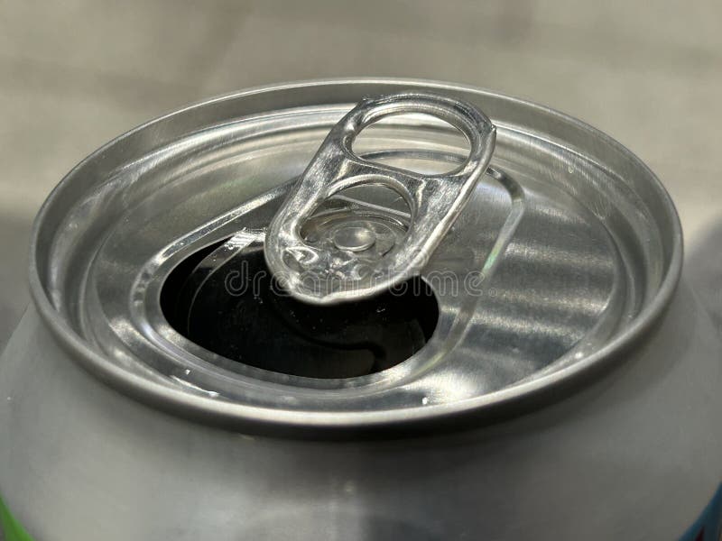 Silver Empty Drinking Can Open, Up Close Picture Stock Photo - Image of ...
