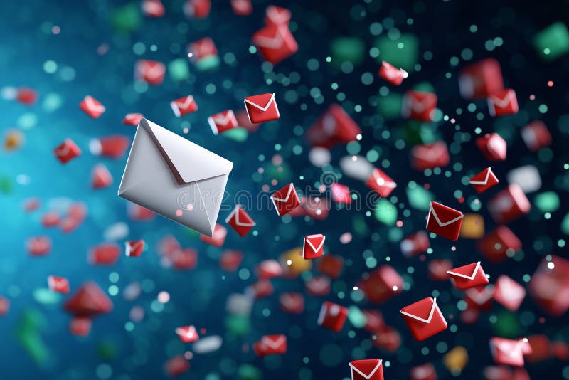 Silver Envelope Surrounded by Floating Red Envelopes, Representing ...