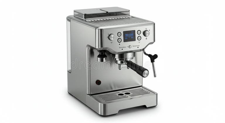 Silver Espresso Machine with a Sleek, Modern Design. it Features a ...