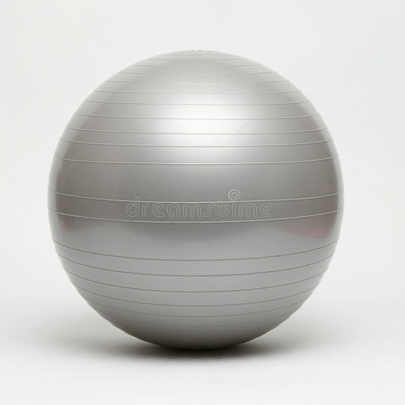 Silver Exercise Ball with Horizontal Grooves, Designed for Stability ...
