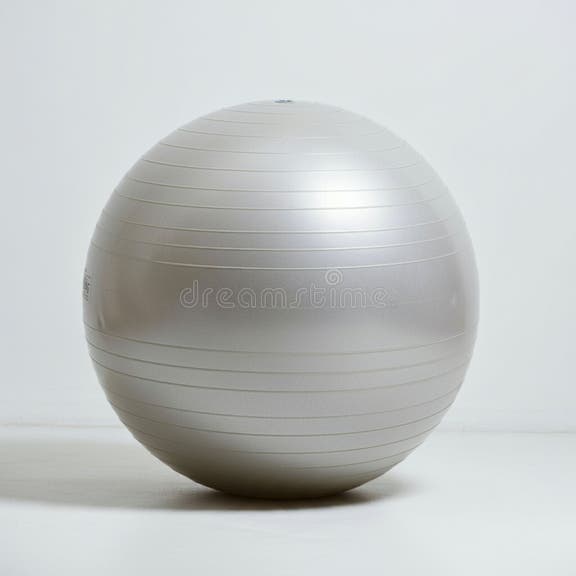 A Silver Exercise Ball with Horizontal Ridges, Made of Durable, Smooth ...