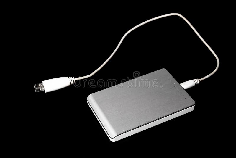Silver External USB Hard Disk Drive Stock Photo - Image of cord, hard ...