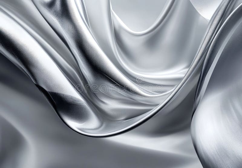 Elegant Silver Fabric Flowing Abstractly with Soft Light and Shadow ...