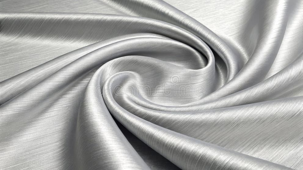 Silver Fabric Drape Shiny, Smooth Texture, Elegant Swirl, Silk-like ...