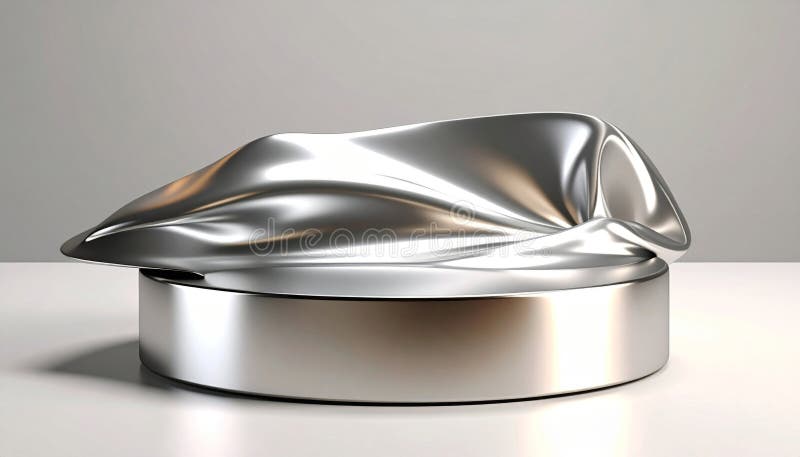 Silver Fabric Draped on a Cylindrical Base Stock Illustration ...