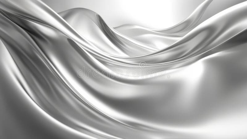 Silver Fabric Draped in Elegant Waves Stock Illustration - Illustration ...