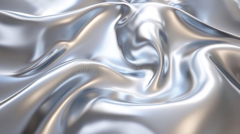 Silver Fabric Draped in Soft Waves and Folds Stock Illustration - Illustration of curve, light ...