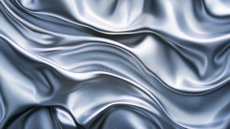 Silver Fabric Draped in Soft Waves Showing Texture Stock Illustration ...
