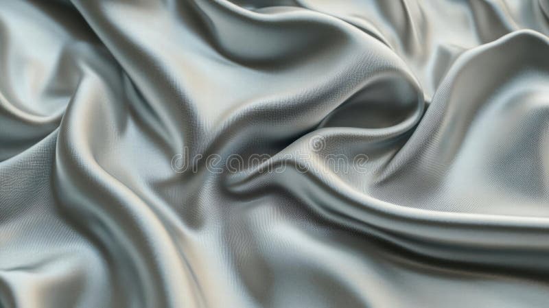 Silver Fabric Drapes and Flows Gracefully, Showing Smooth Texture and ...