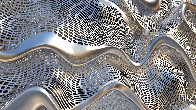 A Silver Fabric with a Pattern of Squares and Triangles Stock ...