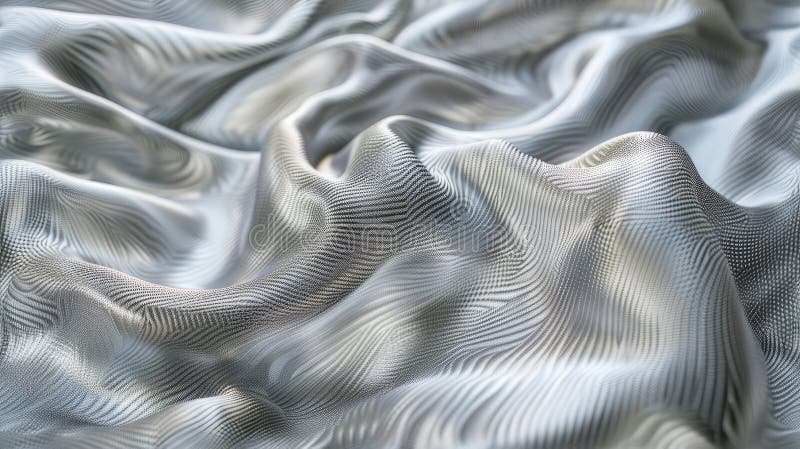 A Silver Fabric with a Wave Composition, Featuring Clear and Delicate ...