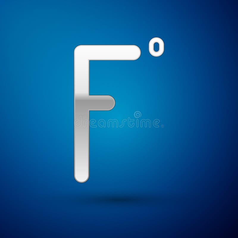Silver Fahrenheit Icon Isolated on Blue Background. Vector Illustration ...
