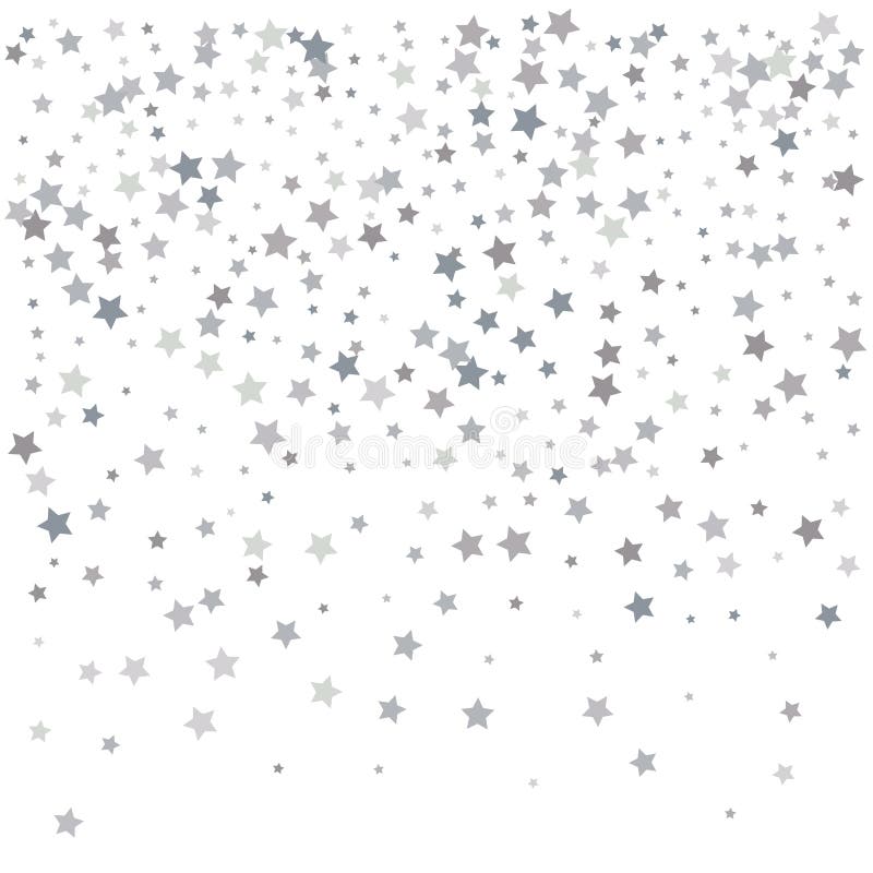 Silver Falling Confetti Stars Luxury Festive Background Stock Vector